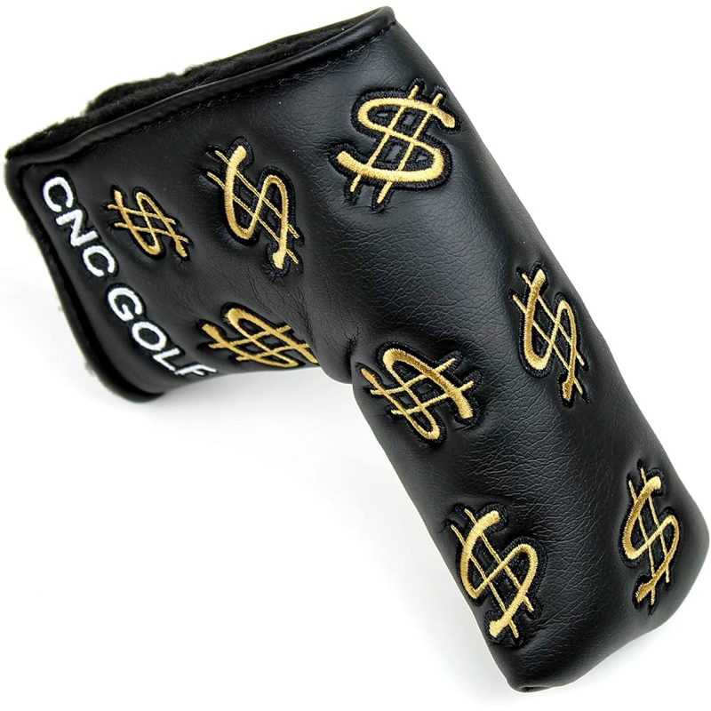 🇲🇾 Golf Blade Putter Headcover (Black & Gold) Cover Money Sign Dollar ...
