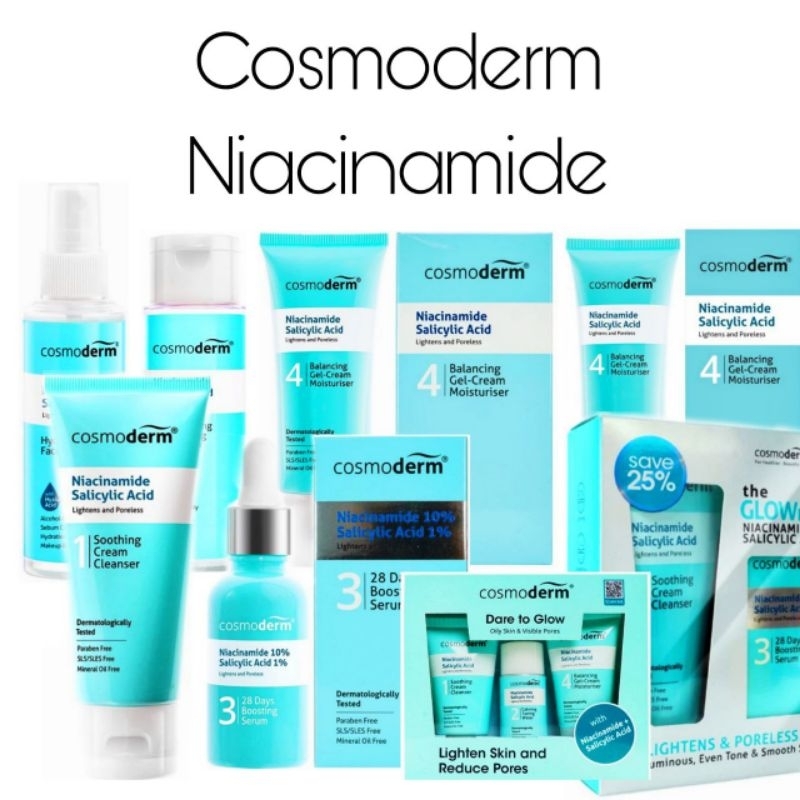 Cosmoderm Niacinamide Series : Pencuci Muka | Toner | Gel Moisturiser ...