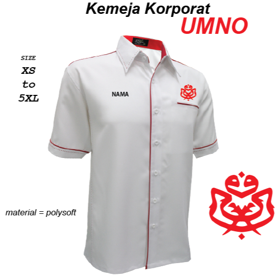 UMNO Baju Kemeja Korporat Putih VM2 VF2 Parti Politik Malaysia ...