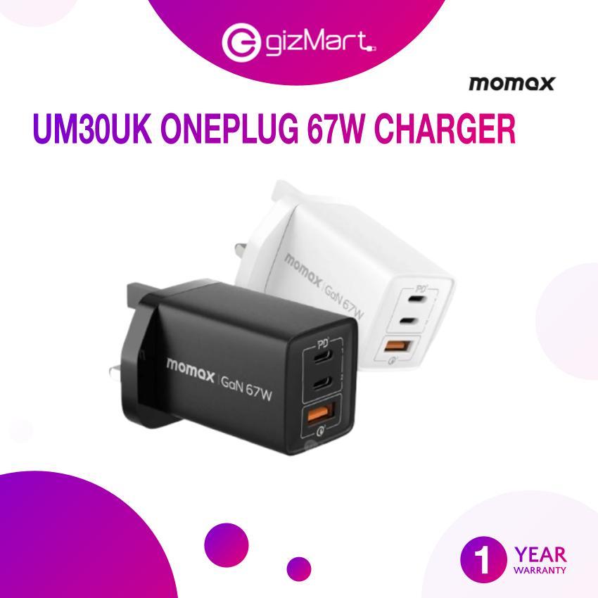 Momax UM30UK ONEPLUG 67W 3-Port USB C PD3.0 Gan Charger (2C1A) | Shopee Malaysia