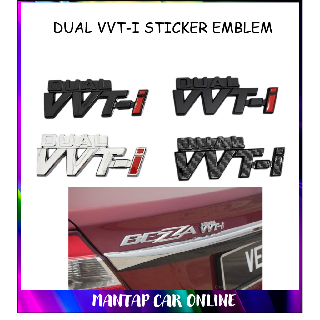Car 3D DUAL VVT-i Logo Decal Sticker For PERODUA TOYOTA Car Body Tail ...