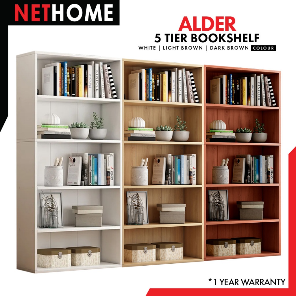 ⚡️NETHOME⚡️Multipurpose 5 Tier Bookshelf File Cabinet Storage Shelf ...