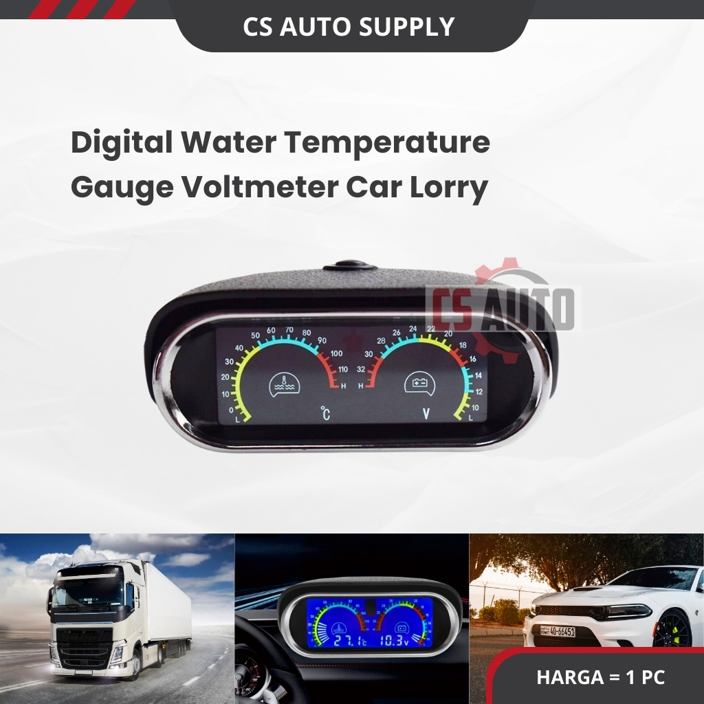 Car Lorry Digital Water Temperature Gauge Voltmeter Meter Lcd 12V 24V ...