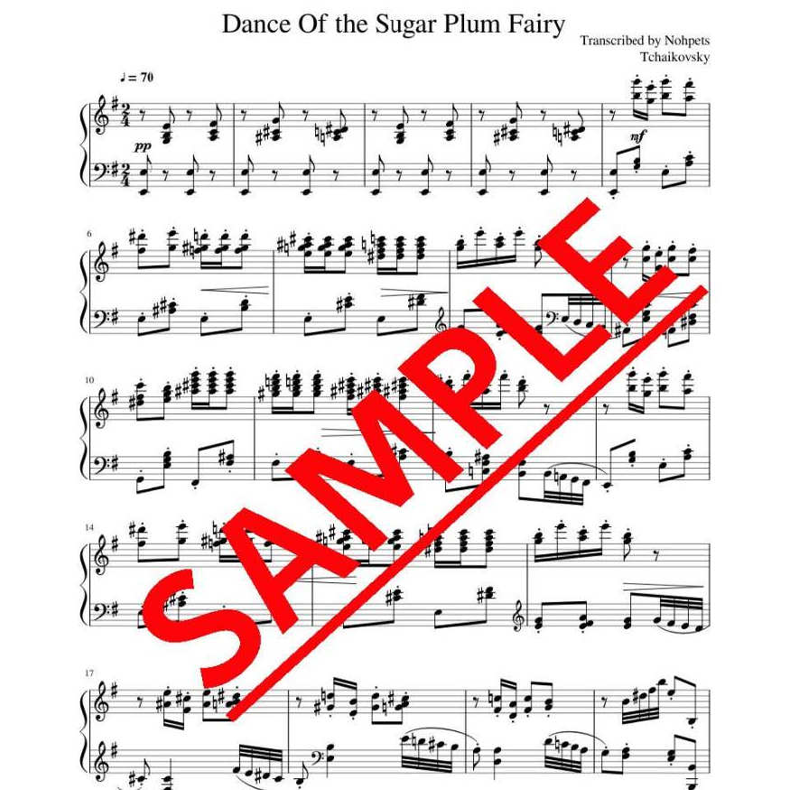 Dance of the Sugar Plum Fairy (Tchaikovsky) Piano Music Sheet | Sheet ...