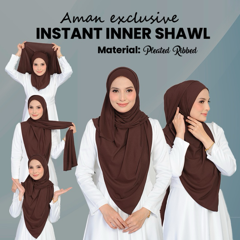 Inner neck Shwal soft material Pleated Ribbed viral Shwal | Shopee Malaysia
