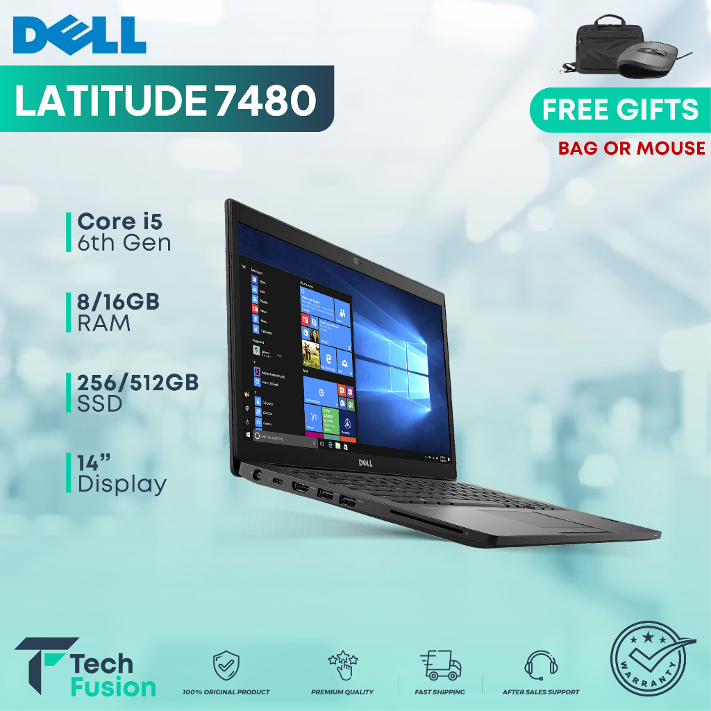 Dell Latitude Premium Laptop 14" Display | Model 7480 | i5 i7 - 6th 7th Gen | 8/16GB Ram | 256 ...