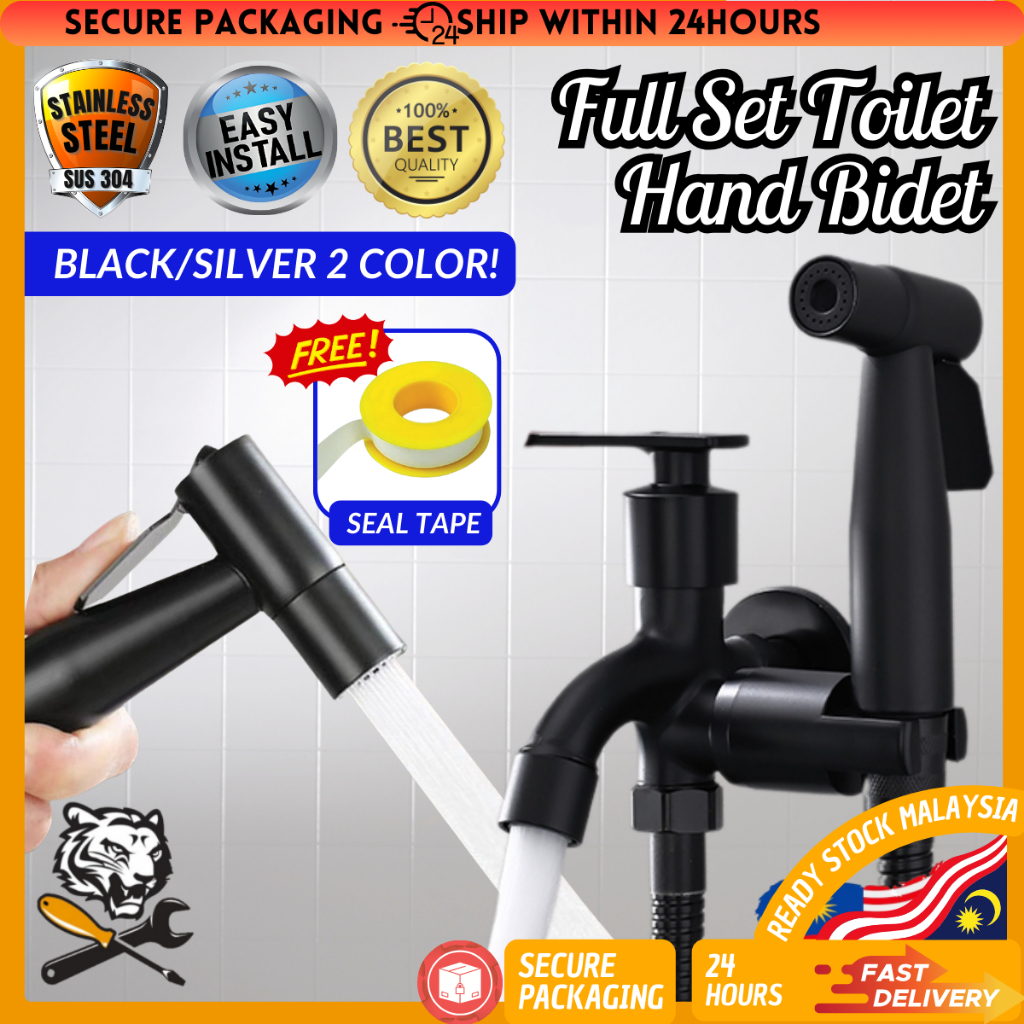 FULL SET Stainless Steel Bidet Two Way Tap Bathroom Faucet with Bidet ...