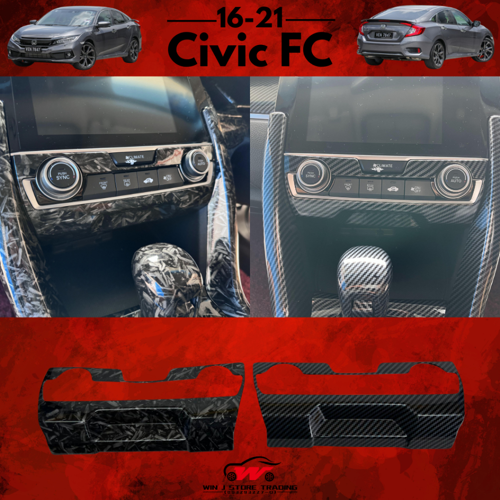 Honda Civic FC 2016-2021 Carbon Trim Aircond Panel Cover/Aircond ...