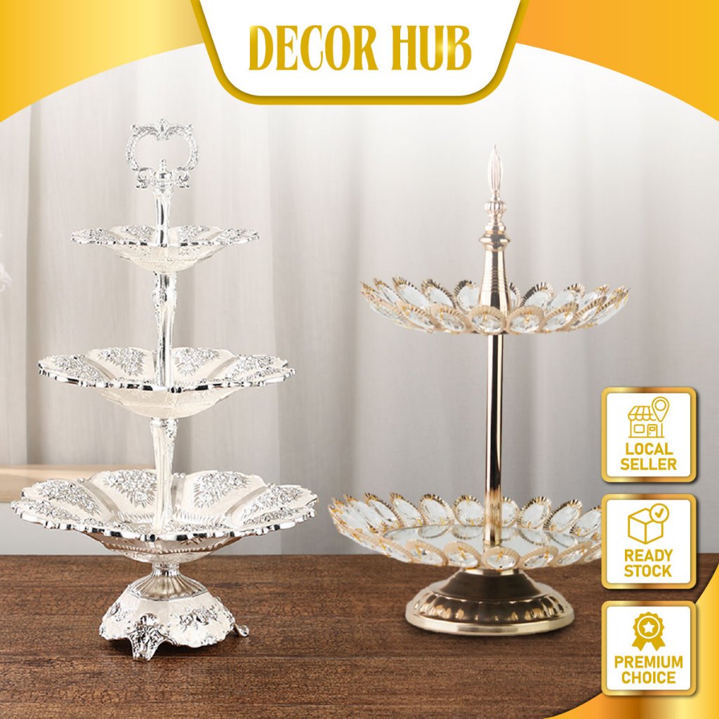Decorhub European 3 Tiers High Tea Dessert Kuih Raya Cake Stand Fruit ...