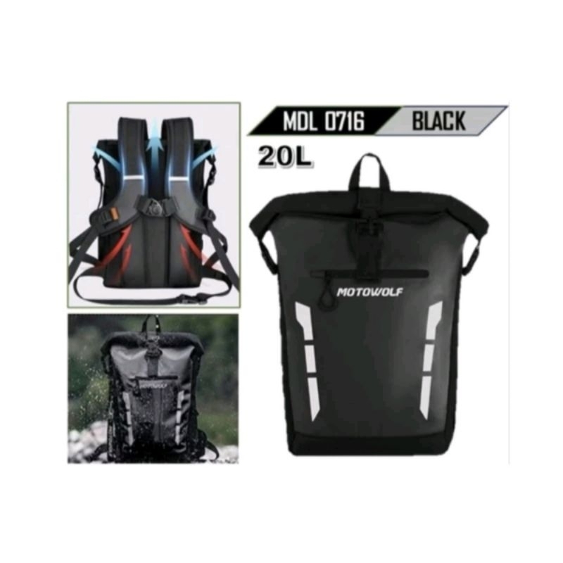 PREMIUM MOTORWOLF BACK WATERPROOF 20L | Shopee Malaysia