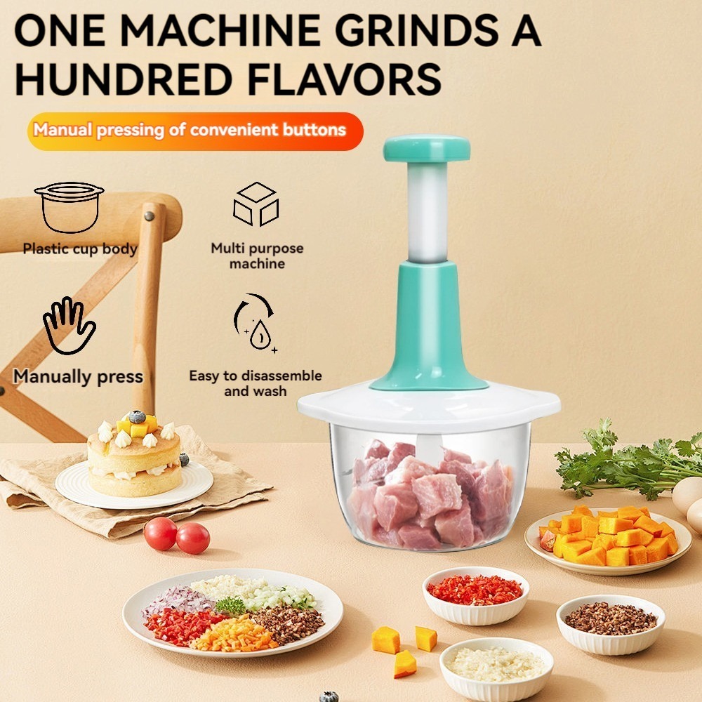 1.5L Manual Hand Press Food Processor Multifunction Gourmet Cuisine ...