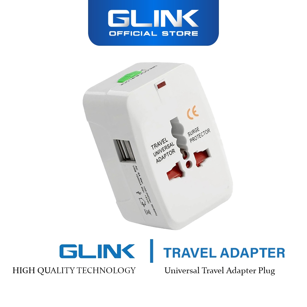 Glink Universal Travel Adapter with Surge Protection, Safety Shutter ...