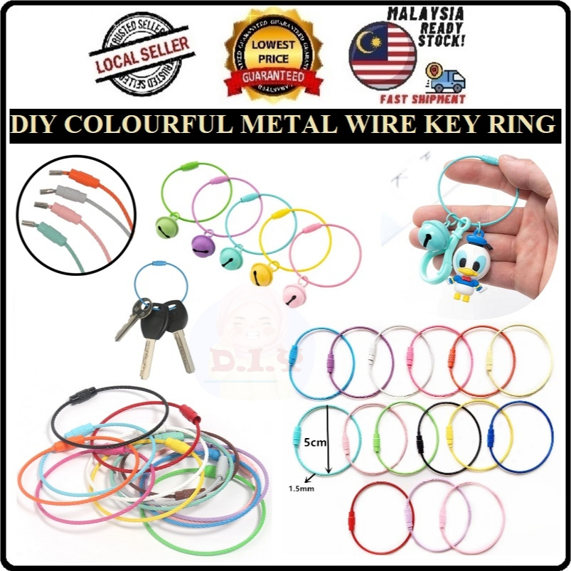 Stainless Steel Wire Keychain 50mm DIY Metal Wire Keychain Ring diy accessory Craft Diy jewelry ...