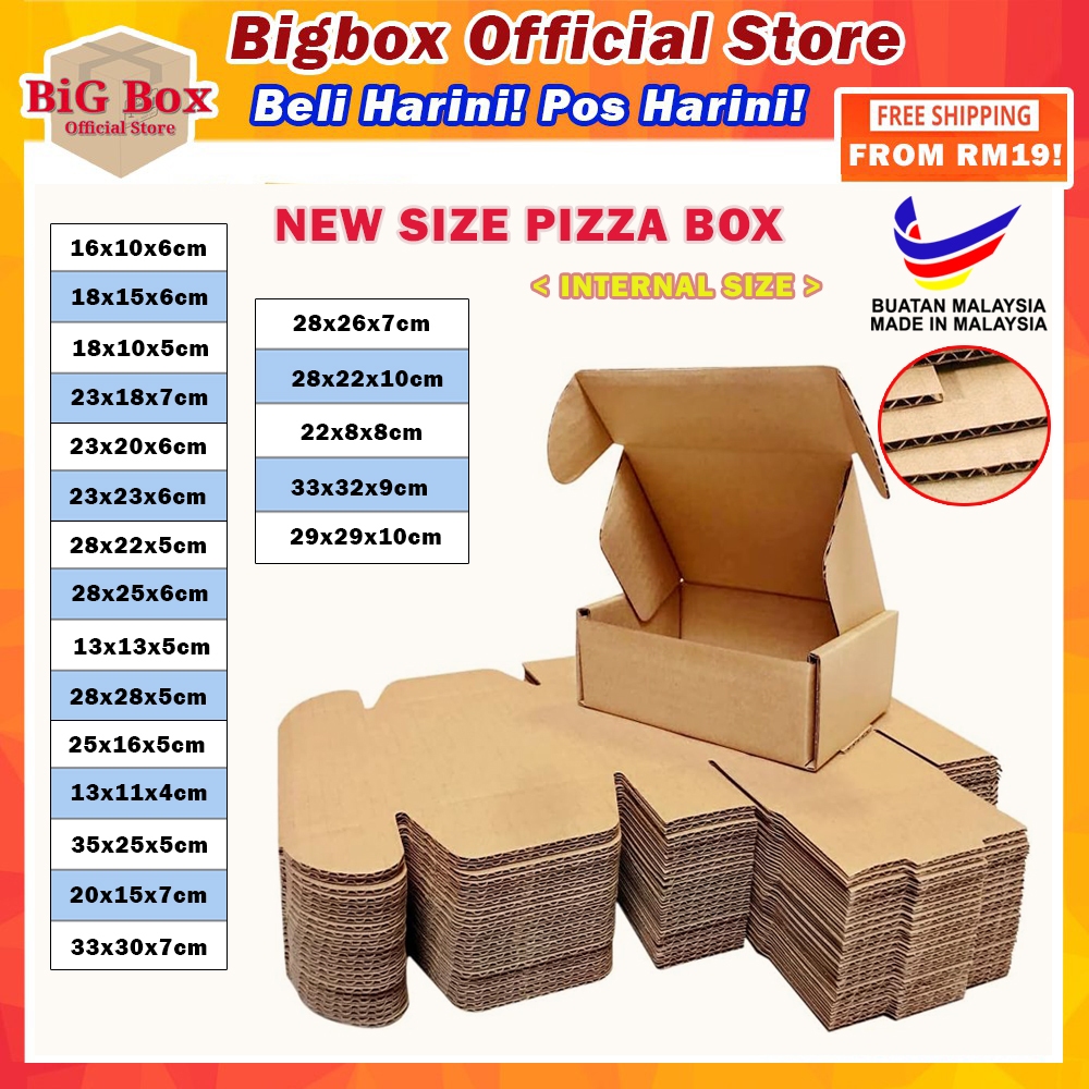 (New Size) Bigbox Packaging Box Gift Box Pizza Box Mail Box Kotak ...