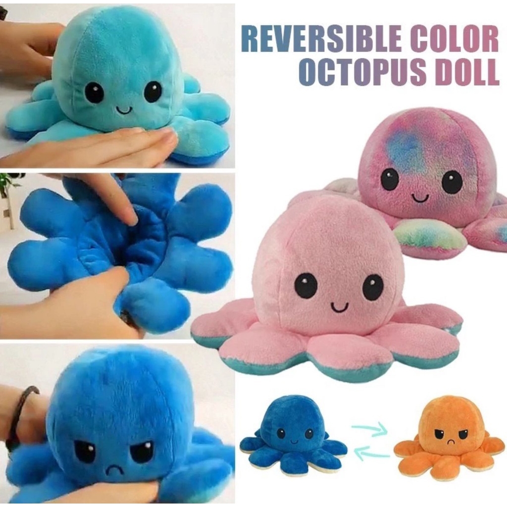 | Reversible Plush Octopus | Express Your Mood with Cute Flip Design ...