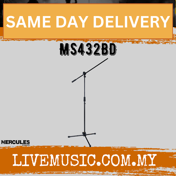 Hercules MS432BD Quick Turn Tripod Microphone Stand With 2 In 1 Boom ...