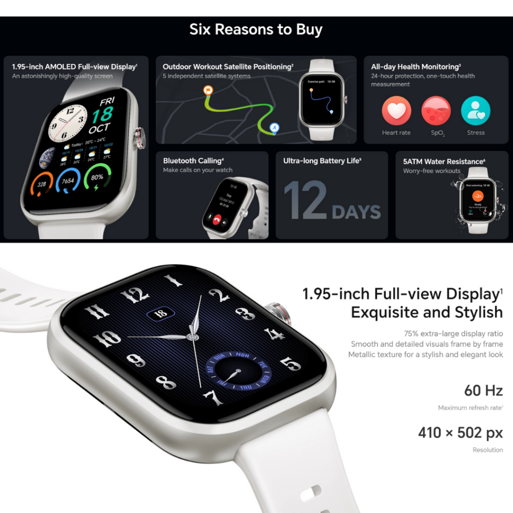 Honor Choice Haylou Watch│1.95" AMOLED Display│Bluetooth Calling│12 ...