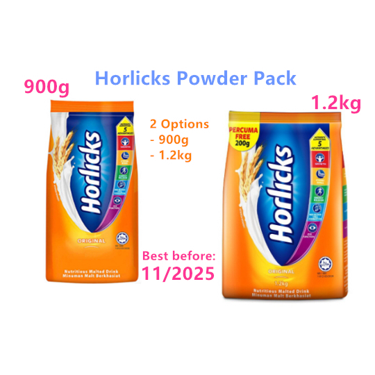 Horlicks Original Nutritious Malted Drink Powder 900g / 1.2kg [Best ...