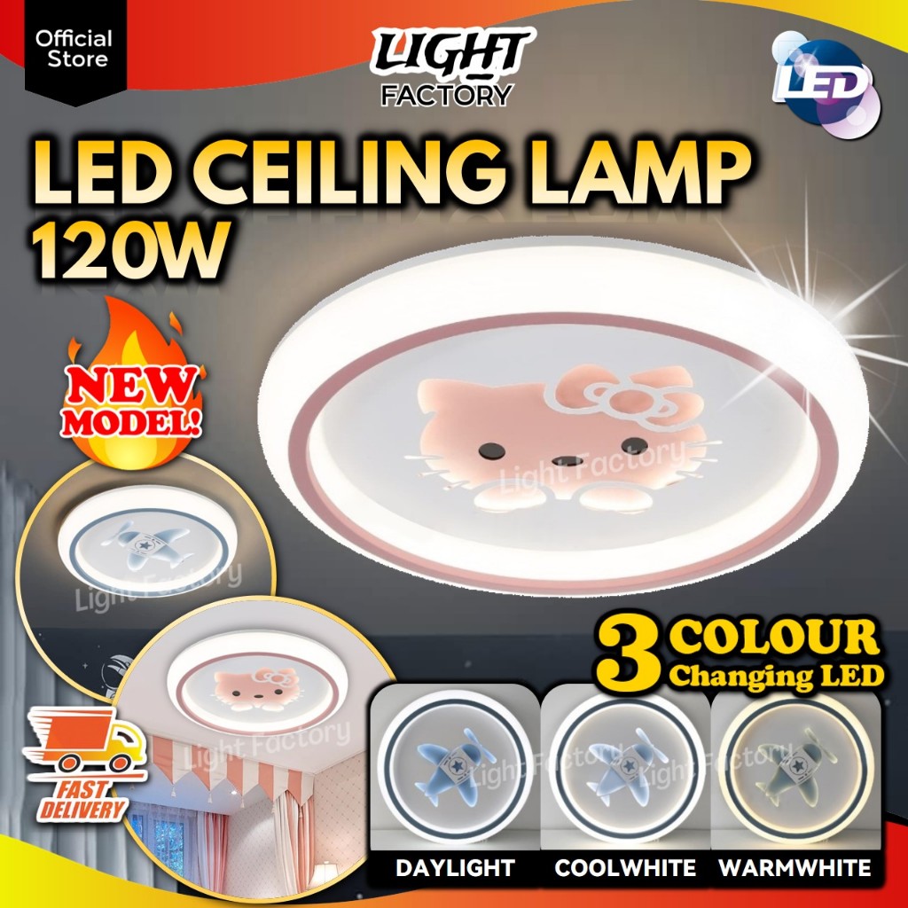 🔥NEW🔥Decorative 3 Colour LED Round Pink/Blue Ceiling Lamp Kids Room ...