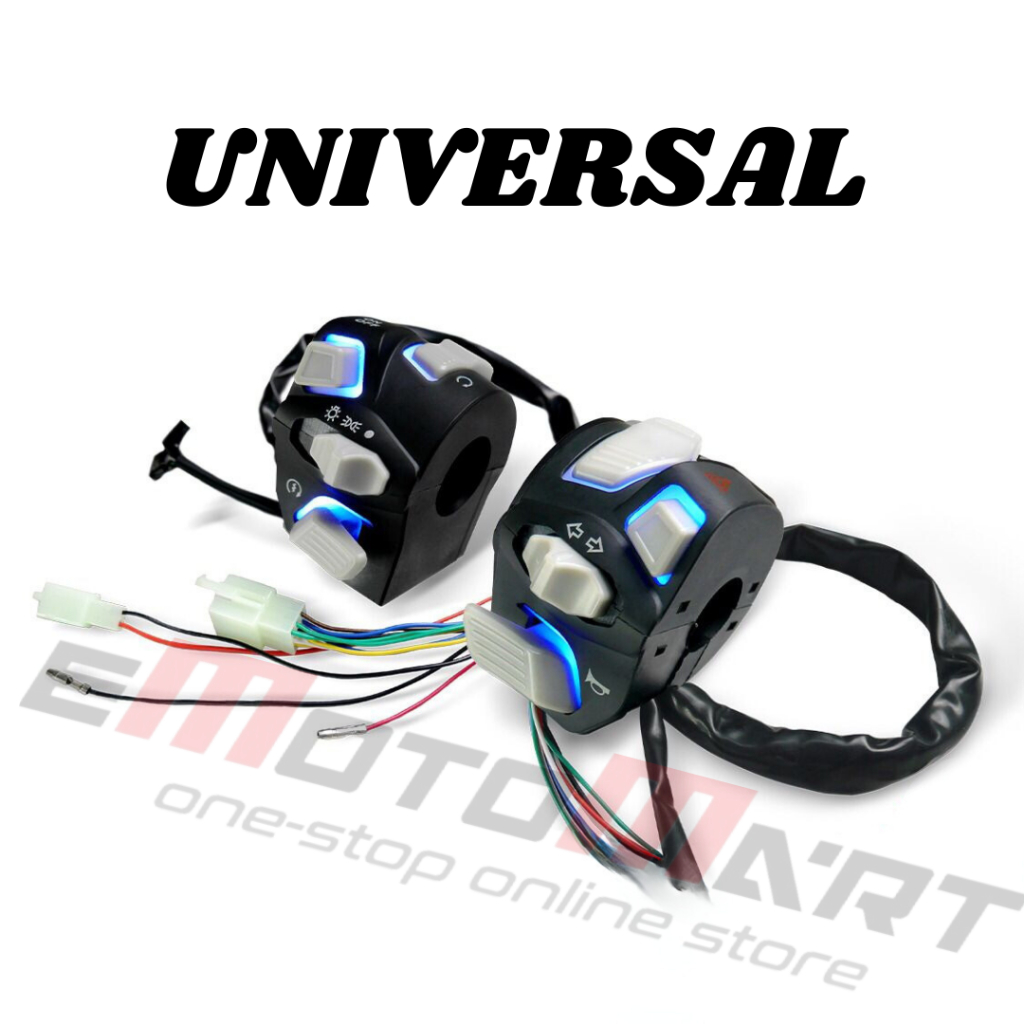 UNIVERSAL HANDLE SWITCH [ BLUE / RED ] LH RH ASSY SIGNAL HORN SUIS KIRI ...