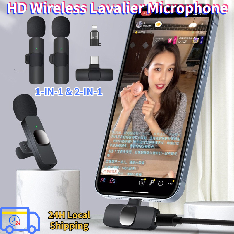Vlog Wireless Lavalier Microphone Type C Noise Reducing Microphone Dual ...