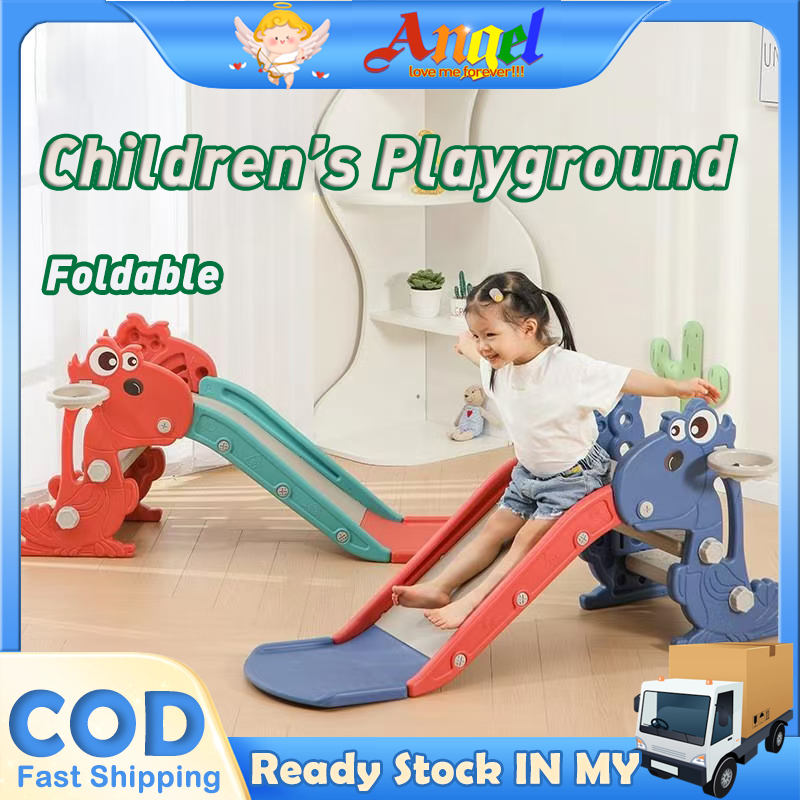 2 in 1 Foldable Slide for Kids Playground Kids Indoor Basket Gelongsor ...
