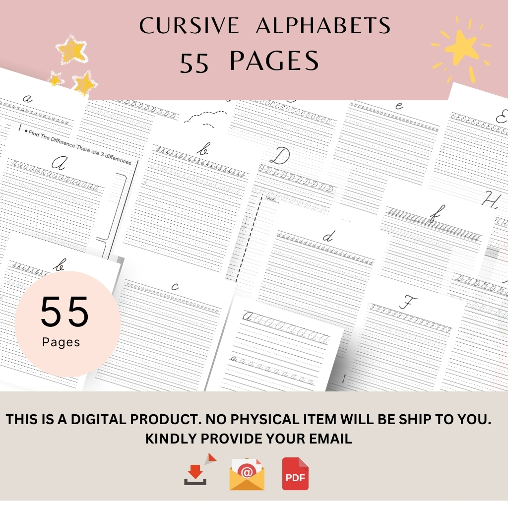 Cursive Alphabet Handwriting Printable Worksheet (10 years Old and ...