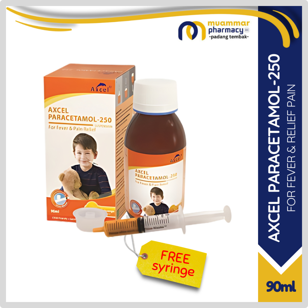 Axcel Paracetamol 250 Orange Flavour | 90ml | For Fever and Pain ...