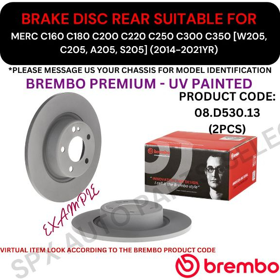 BREMBO GENUINE DISC BRAKE ROTOR (REAR) FOR MERC C160 C180 C200 C220 ...