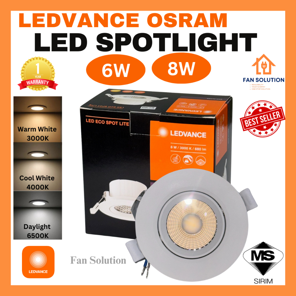 OSRAM LEDVANCE LED ECO SPOTLIGHT / EYEBALL 6W 8W SIRIM ENERGY SAVING ...