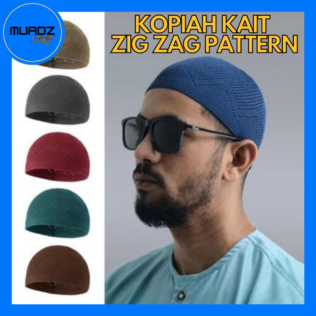 Kopiah Kait Dewasa Zig Zag Pattern - Kopiah putih hitam, jubah songkok ...