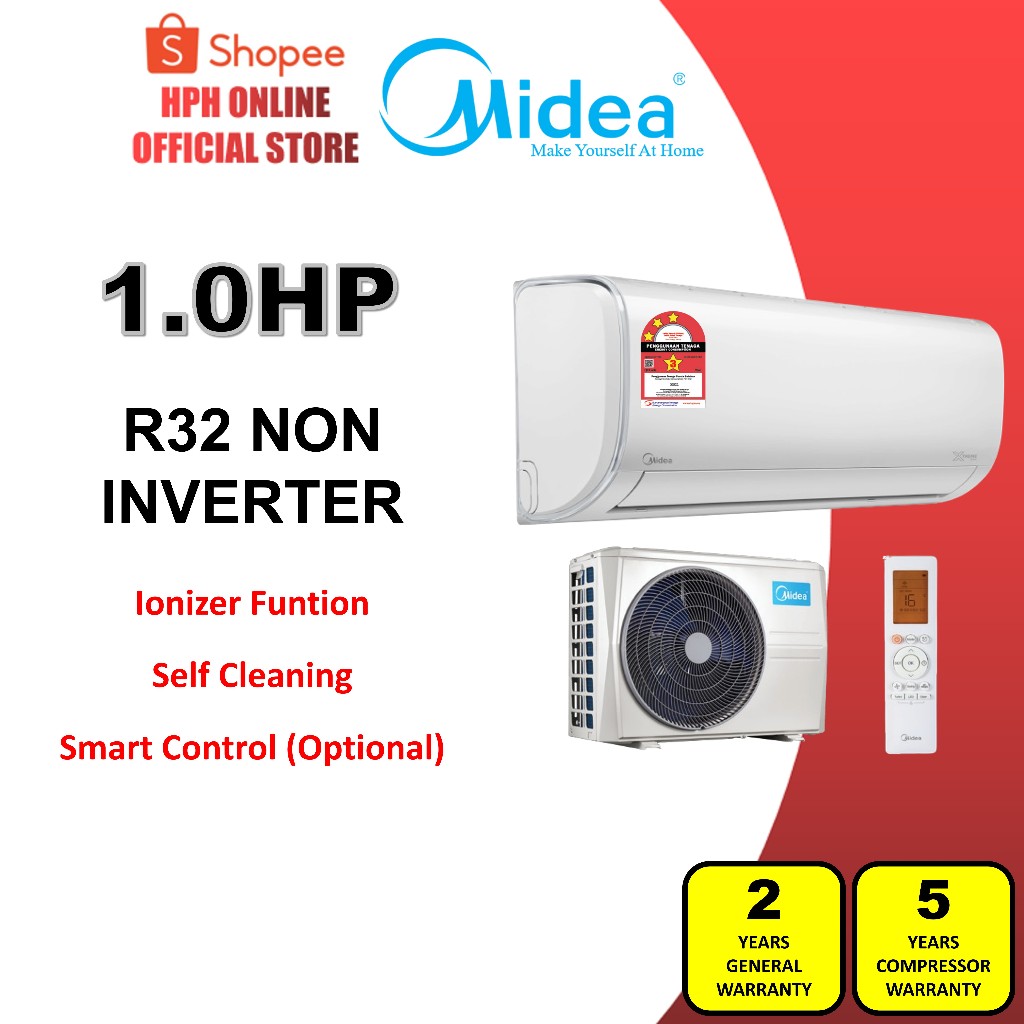 Midea R32 Air Conditioners (1Hp/1.5HP/2.0HP/2.5HP) Non Inverter MSGD-09CRN8 MSGD-12CRN8 MSGD ...