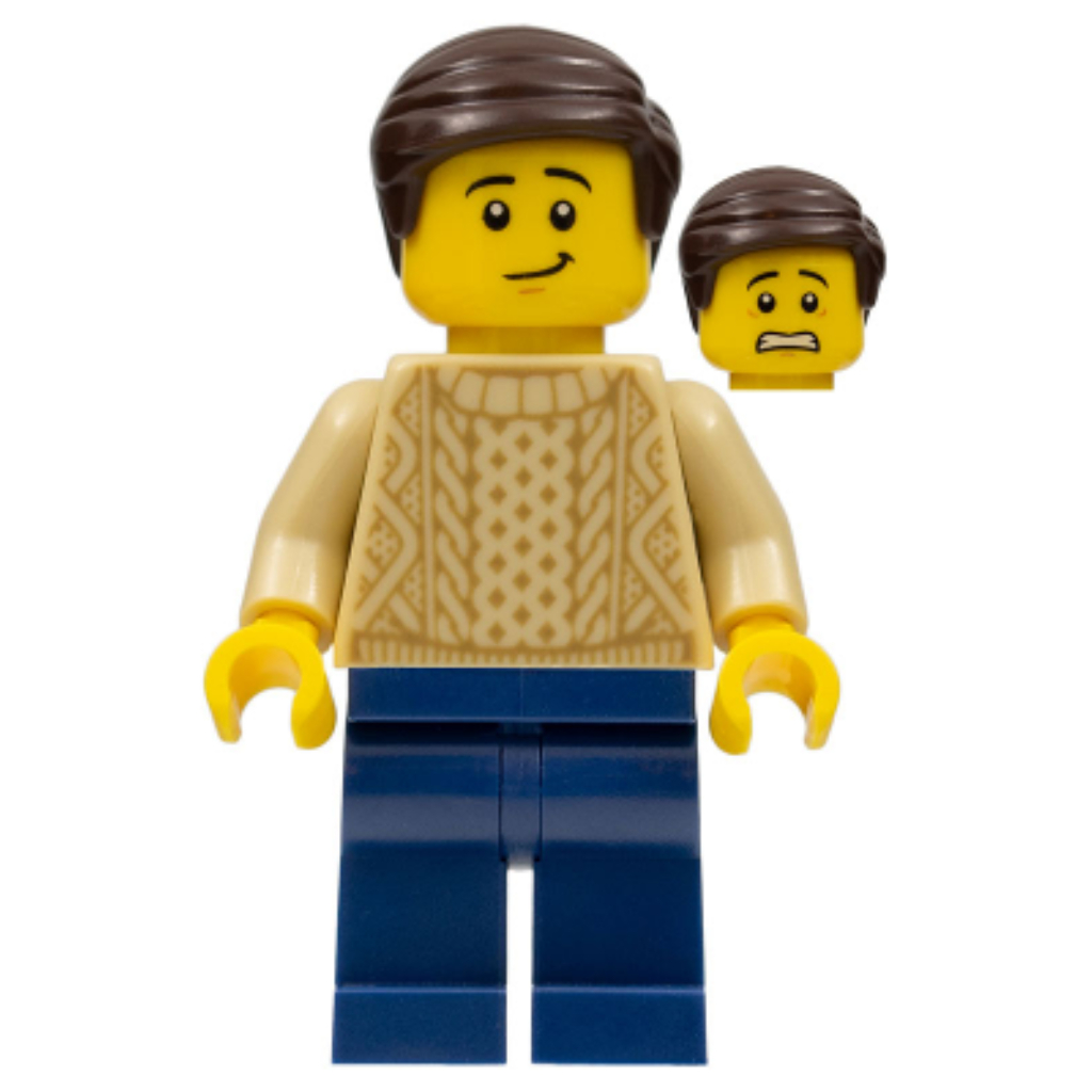 LEGO MINIFIGURE twn388 Male with Tan Knit Sweater, Dark Blue Legs and ...