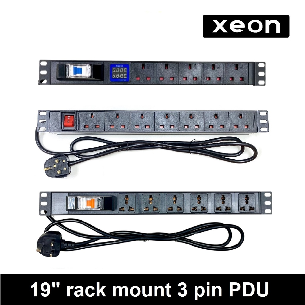 PDU Power Distribution Unit 19" Rack mount UK 3 pin Power Socket Extension | Shopee Malaysia
