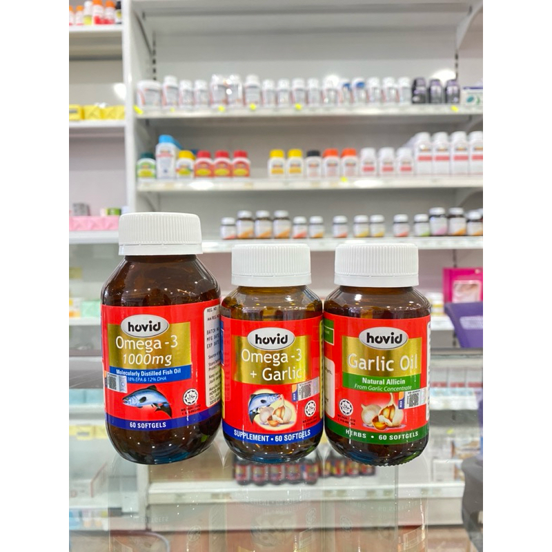 HOVID OMEGA-3 1000mg (Minyak ikan) / GARLIC / OMEGA-3 + GARLIC ...
