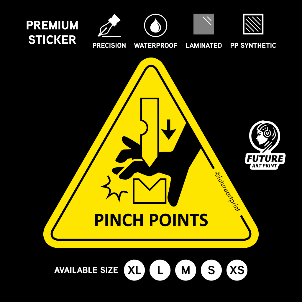Pinch Points. Sharp Smash Drill. Triangle Sticker Sign Warning Caution ...