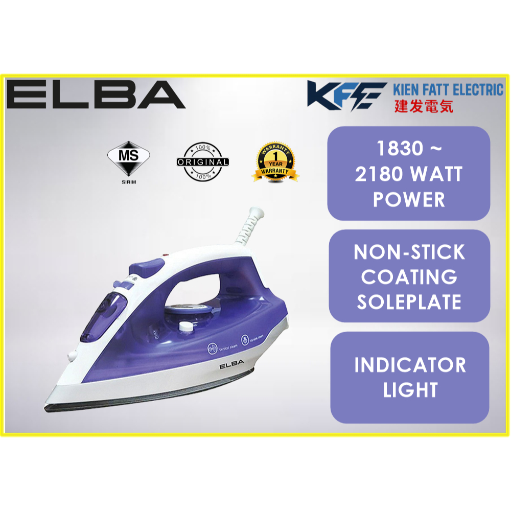 Elba Steam Iron non stick 1830 ~ 2180 Watt Power ESIG2021PP | Shopee ...
