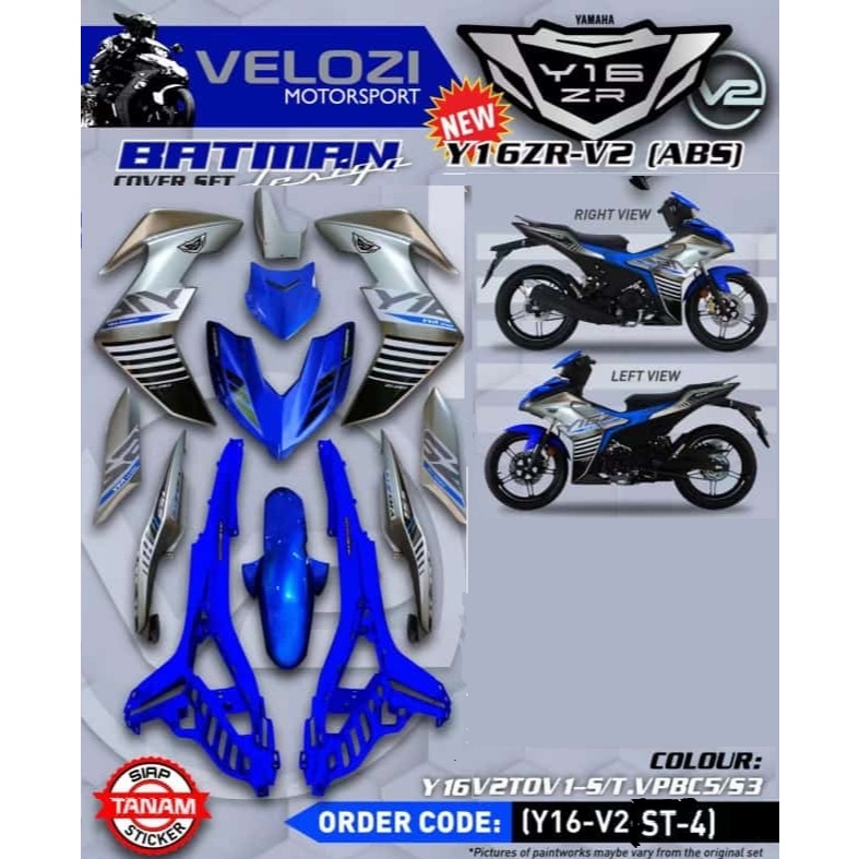 VELOZI YAMAHA Y16 ABS Y16ZR ABS V2 STANDARD DESIGN BATMAN VPBC5 BLUE/S3 ...