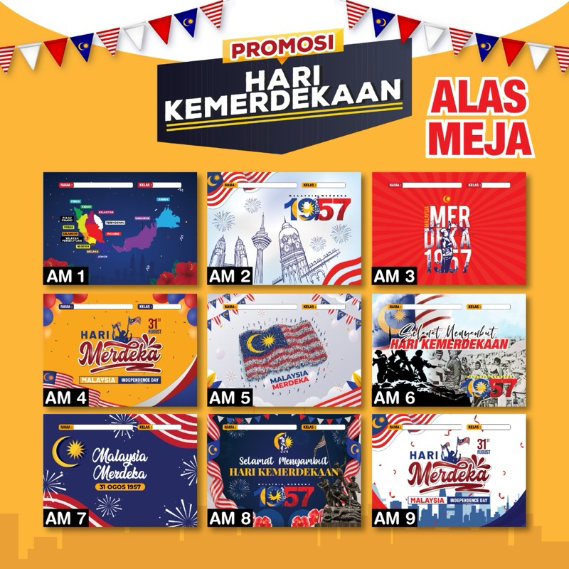 🔥FAST SHIPPING🔥ALAS MEJA MURID SEKOLAH TEMA MERDEKA | Shopee Malaysia