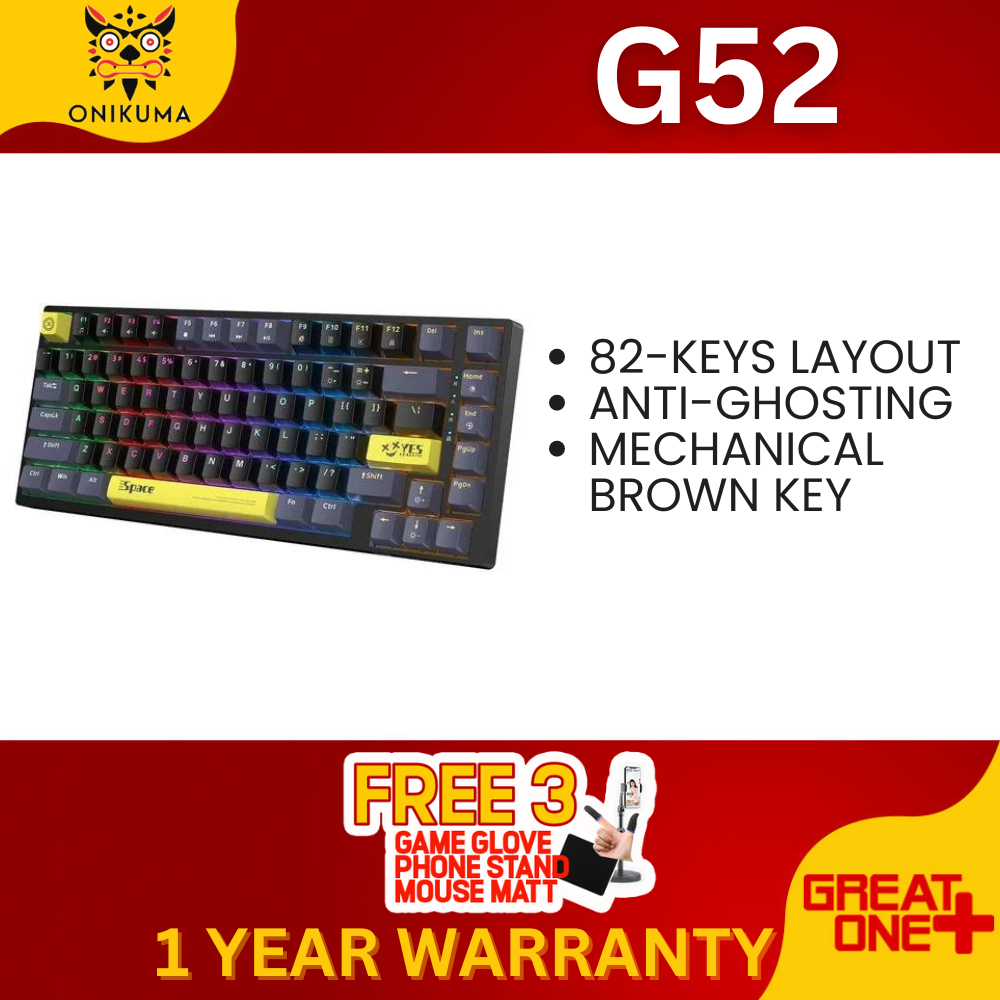 Onikuma G52 Wired Mechanical Keyboard - 82 Key RGB Color Changing LED ...