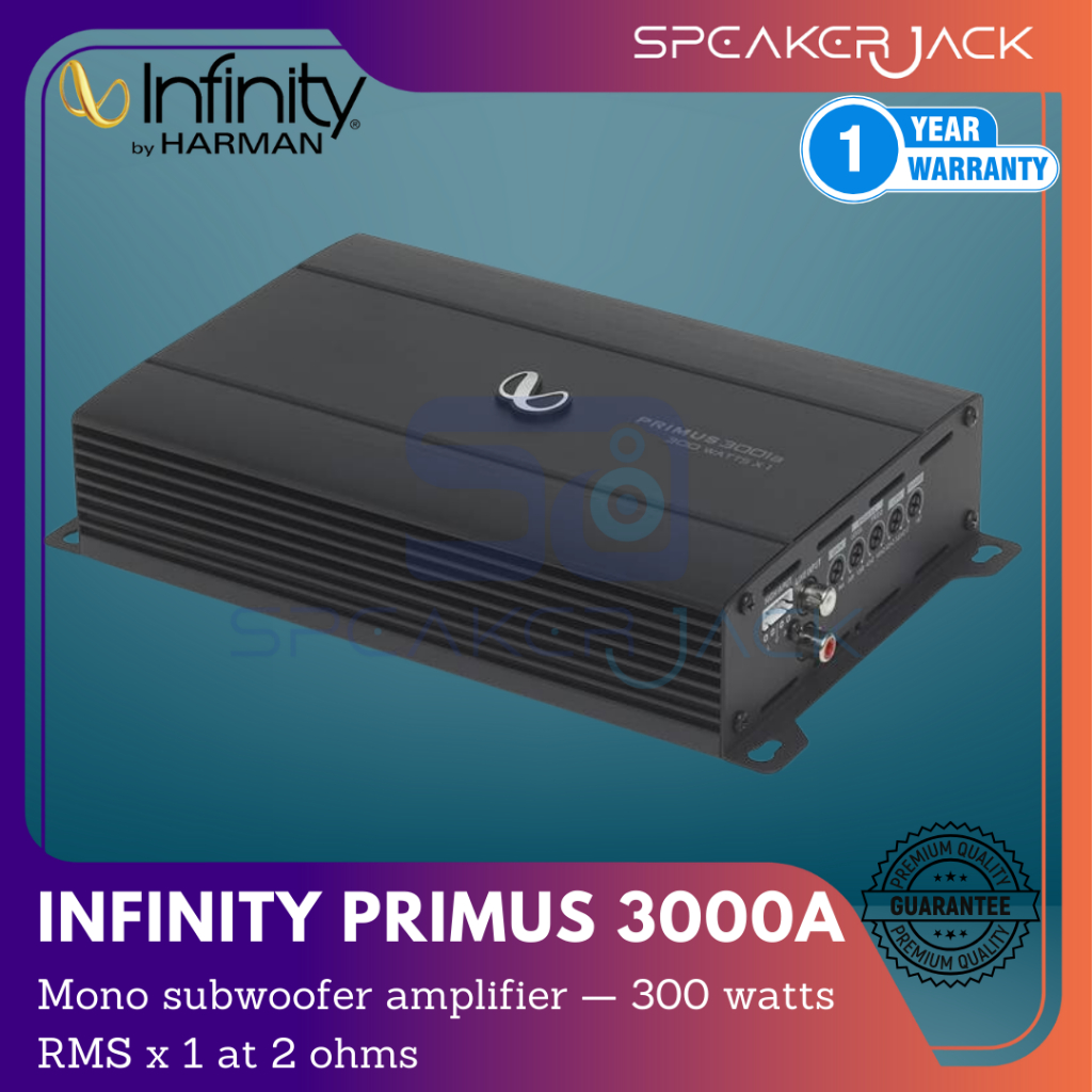 Infinity Primus 3000A Mono subwoofer amplifier — 300 watts RMS x 1 at 2 ...