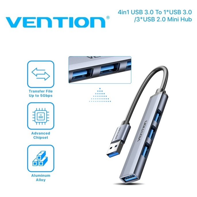 VENTION 4 Port USB HUB v3.0 (CK0HB) - Black | Shopee Malaysia