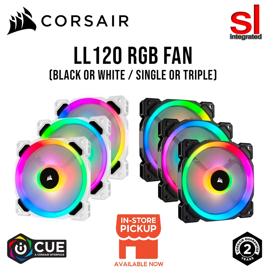 Corsair LL120 RGB 120mm Dual Light Loop RGB LED PWM Fan - Black/White ...