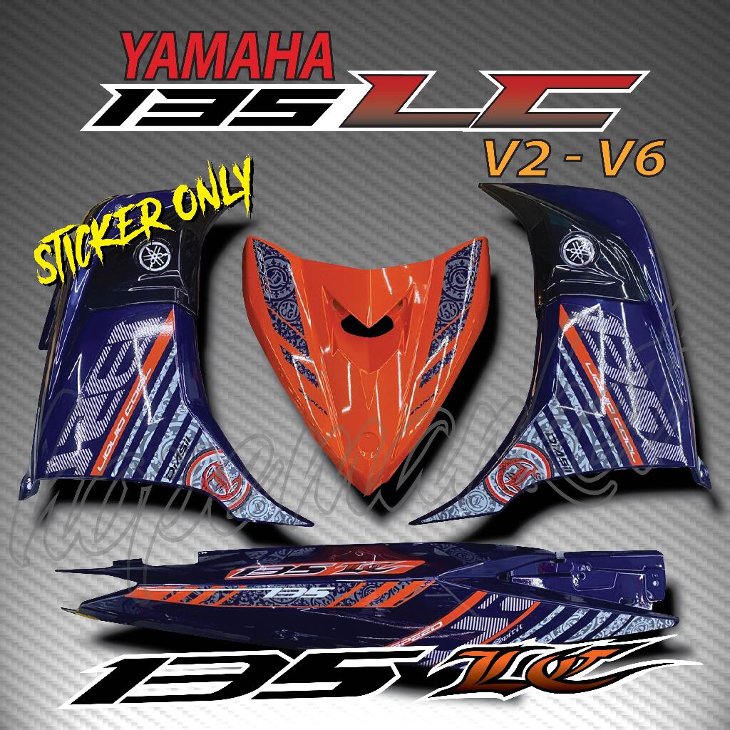 STRIPE MOTOR YAMAHA LC135 V2 V3 V4 V5 V6 V7 BATIK BATMAN CUSTOM BODY ...
