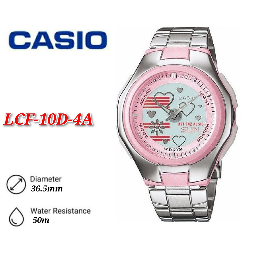 Casio LCF-10D-4A Poptone Analog Digital Ladies Pink Color Tone Sports ...
