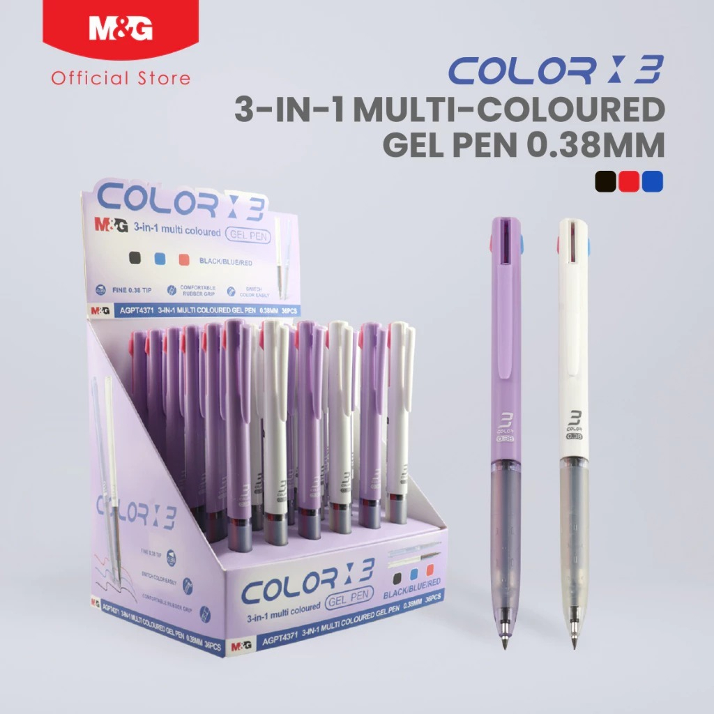 M&G 3-in-1 Multi Coloured 0.38mm Gel Pen AGPT4371 (RANDOM PICK PURPLE ...