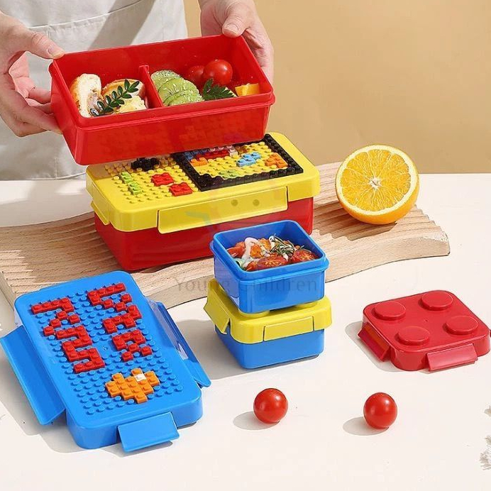 DIY Lego Bento Lunch Box Microwavable Portable Sealed Lunch Box Color ...