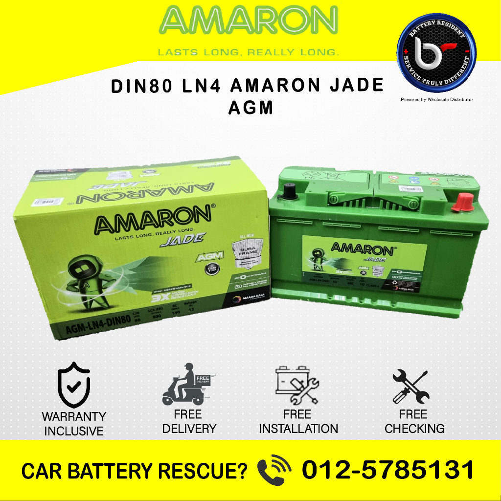 [ Installation Provided ] DIN80L - LN4 AMARON JADE AGM Car Battery Bateri Kereta MERZ BMW AUDI ...