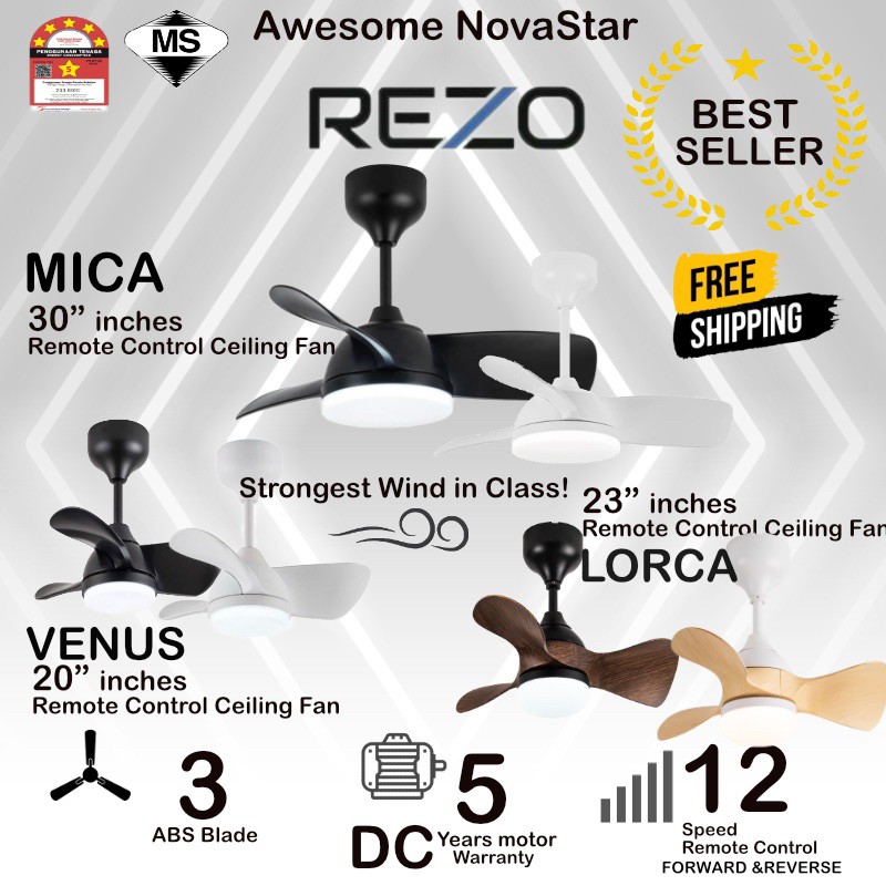 REZO VENUS 20” / MICA 30” / Lorca 23” Mini Baby DC Motor Ceiling Fan ...