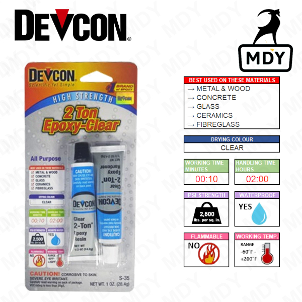 DEVCON Epoxy Adhesive - Plastic Steel / 2 Ton White / 2 Ton / 5 Minutes ...